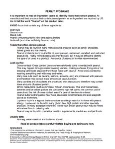 Peanut Allergy Avoidance Information - COFAR Handout - AllergyHome.org